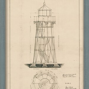 MOBILE POINT LIGHTHOUSE, Alabama - Drawing and Plan of the Lighthouse ...