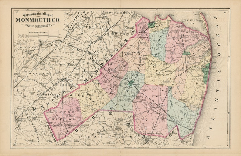 MATAWAN New Jersey 1873 Map Replica or Genuine ORIGINAL - Etsy