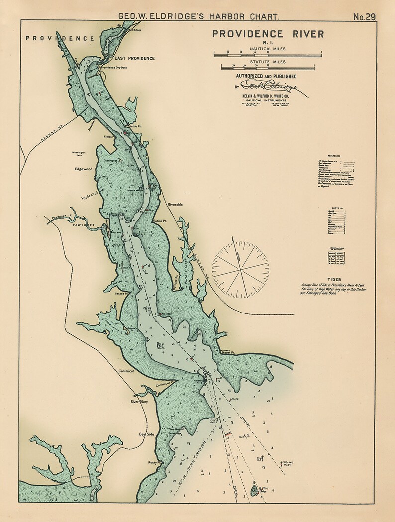 Providence River, Rhode Island - Nautical Chart by George W. Eldridge ...