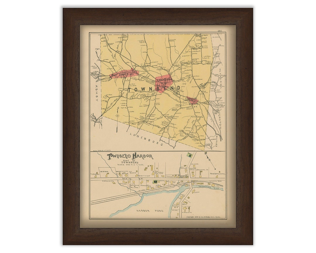 TOWNSEND, Massachusetts 1889 Map - Replica or Genuine ORIGINAL - Etsy