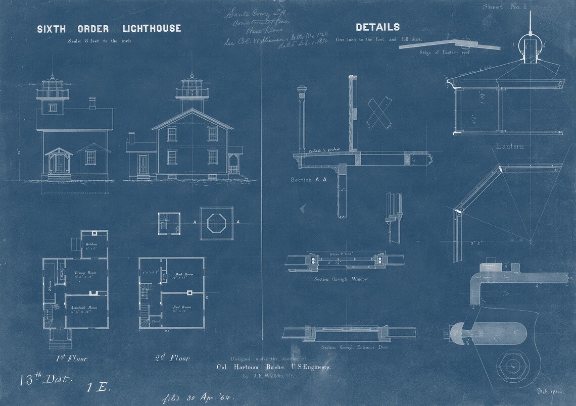 EDIZ HOOK LIGHTHOUSE Port Angeles Washington Blueprint - Etsy