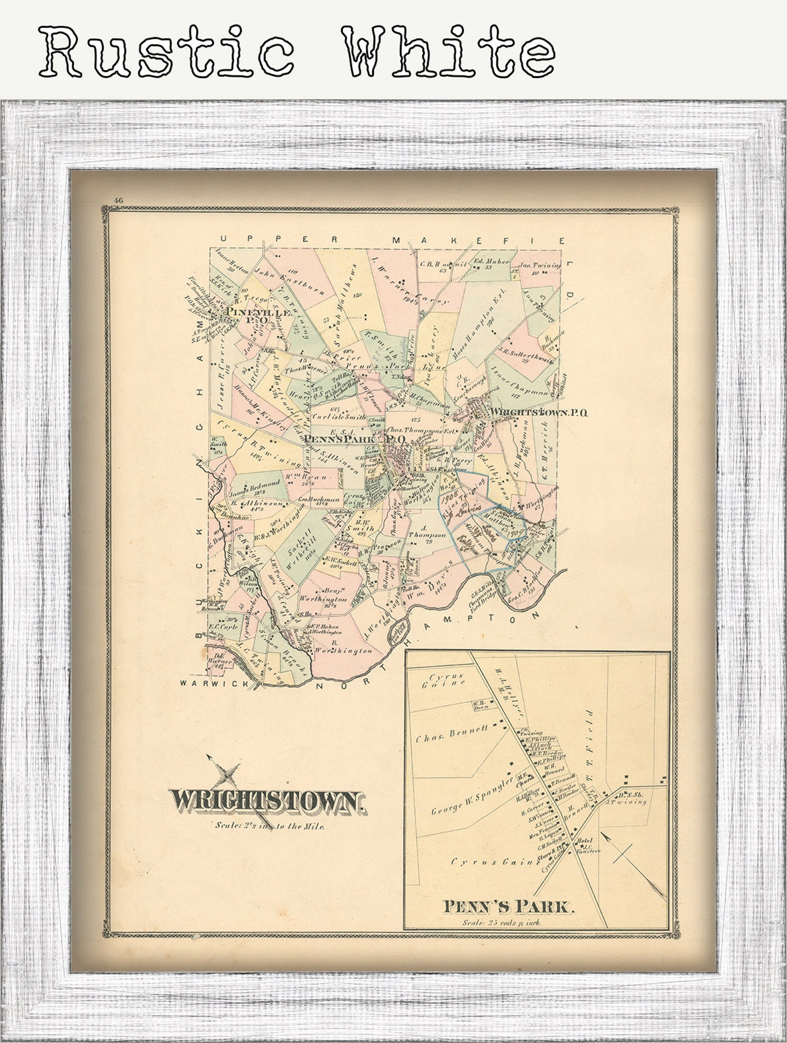 WRIGHTSTOWN, Pennsylvania - 1876 Map - Etsy