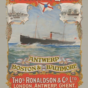 Boston Puratin Line Steamship Company Advertising Poster From 1896 - Etsy