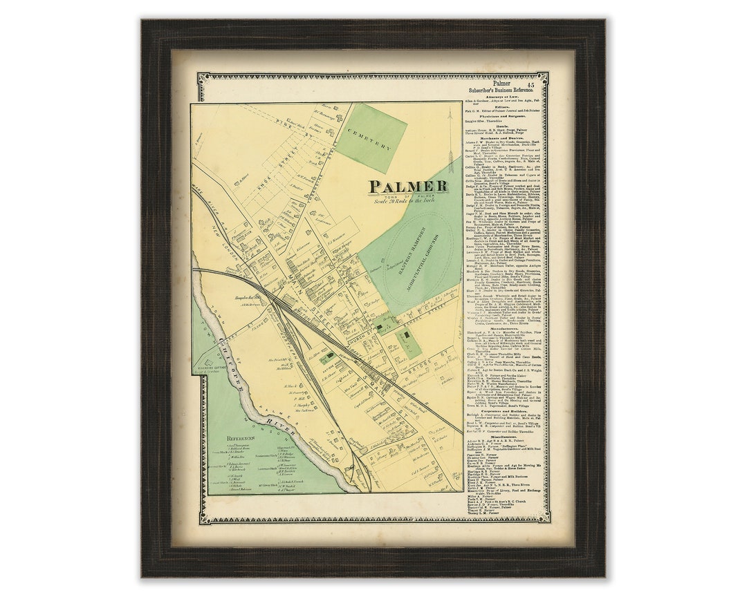 Village of PALMER, Massachusetts 1870 Map - Etsy
