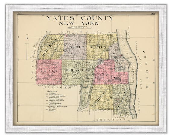 YATES County New York 1912 Map Replica or GENUINE ORIGINAL | Etsy