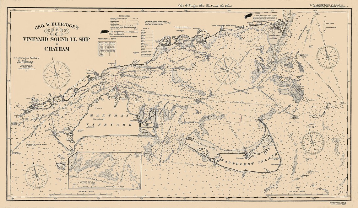 Vineyard Sound Lt Ship to Chatham-chart C- by George W. Eldridge 1924 ...