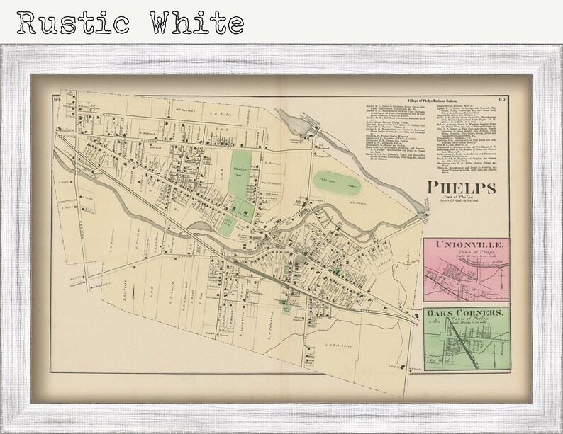PHELPS VILLAGE New York 1874 Map | Etsy