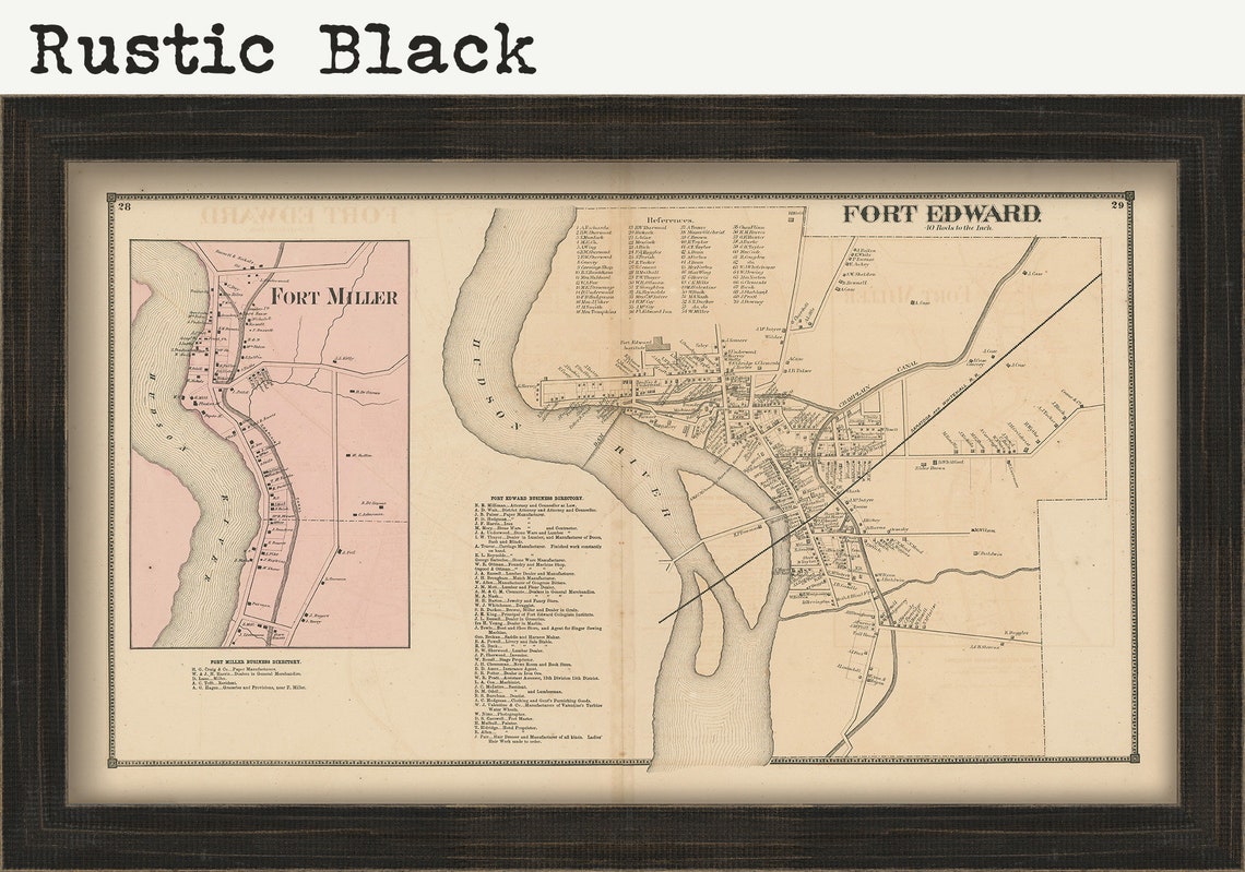 Village of FORT EDWARD, New York 1866 Map - Etsy