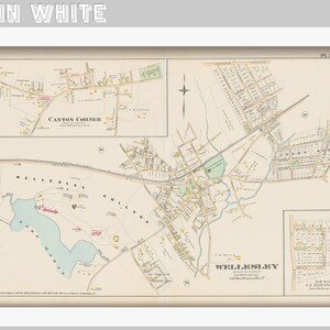 Wellesley College and Village, Massachusetts 1888 Map - Etsy
