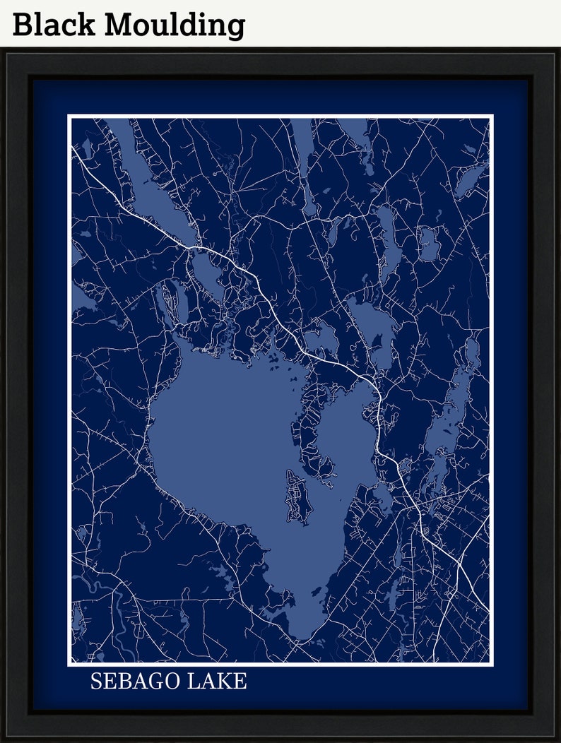 SEBAGO LAKE Maine Contemporary Map Poster Blueprint - Etsy