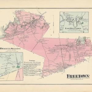 FREETOWN, Massachusetts 1871 Map - Replica or Genuine ORIGINAL - Etsy