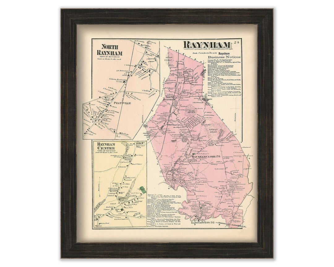 RAYNHAM, Massachusetts 1871 Map - Replica or Genuine ORIGINAL - Etsy