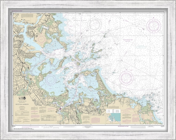 BOSTON HARBOR Massachusetts Nautical Chart 2018 - Etsy