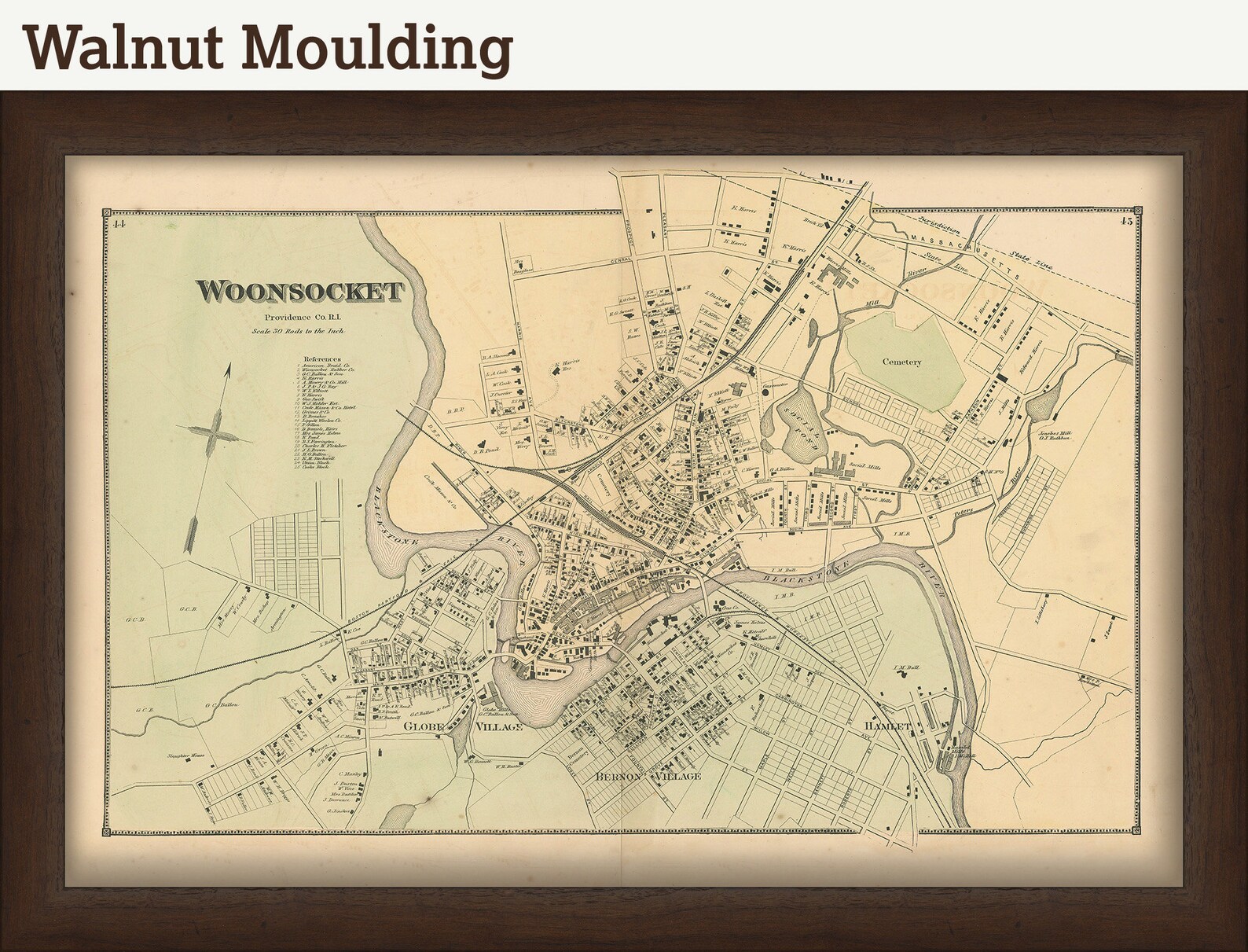Village of WOONSOCKET Rhode Island 1870 Map - Etsy