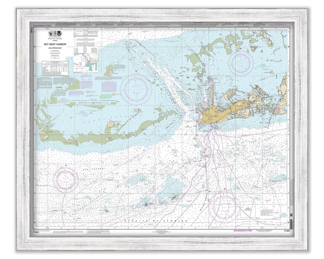 KEY WEST HARBOR, Florida - 2013 Noaa Chart - Etsy