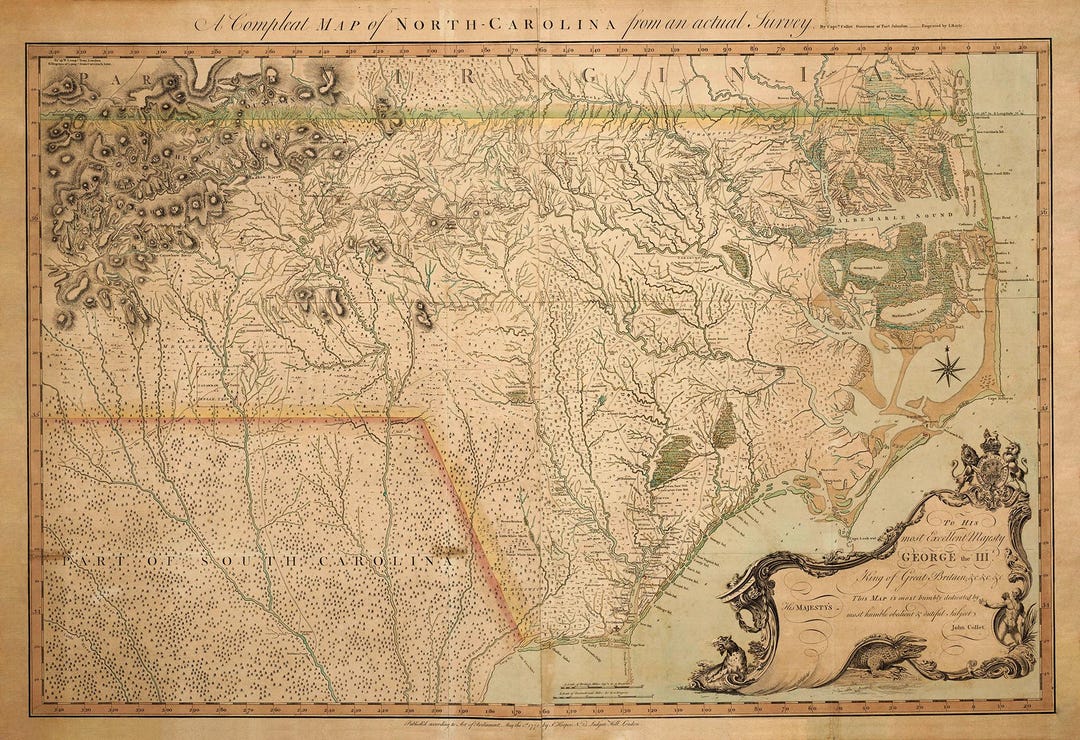 NORTH CAROLINA - by John Collet Published in 1768 - Etsy