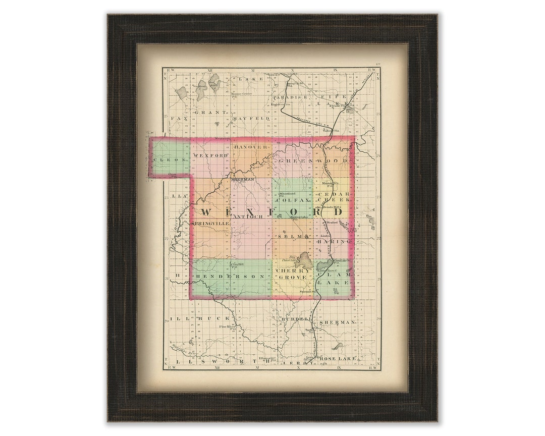 WEXFORD COUNTY, Michigan 1873 Map - Replica or Genuine Original - Etsy