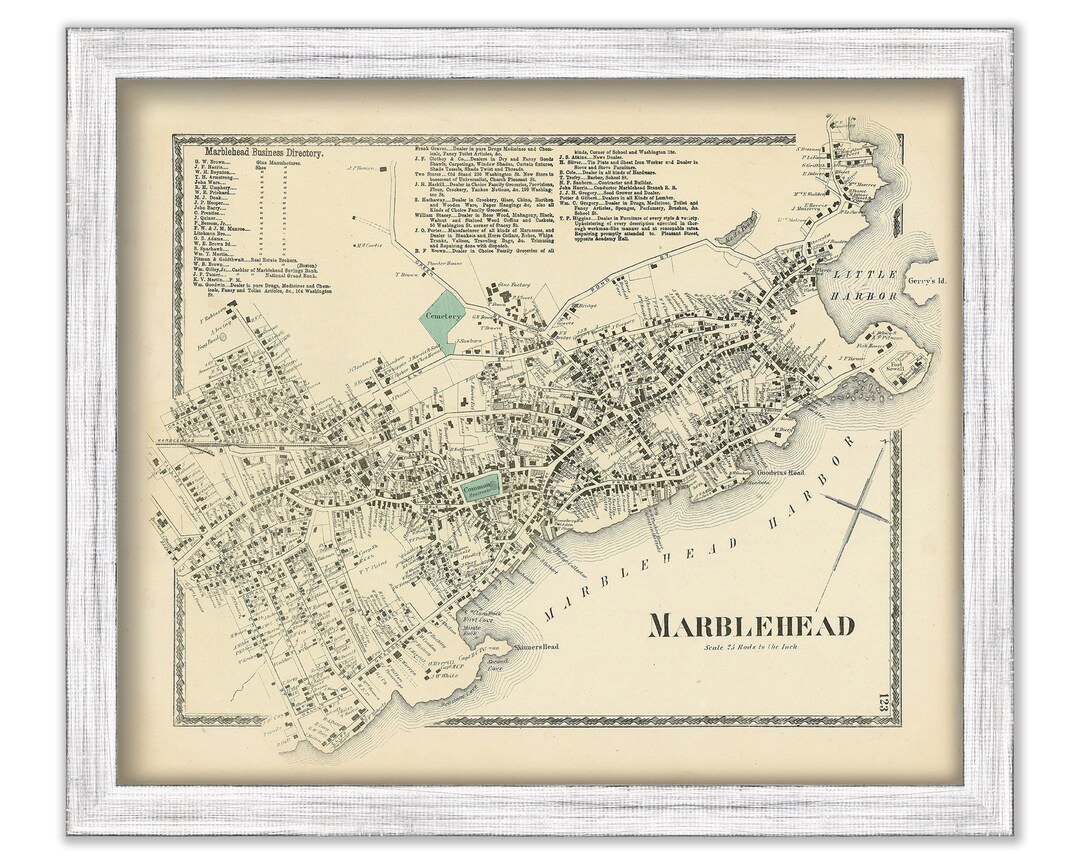 Village of MARBLEHEAD, Massachusetts 1872 Map - Replica or Genuine ...
