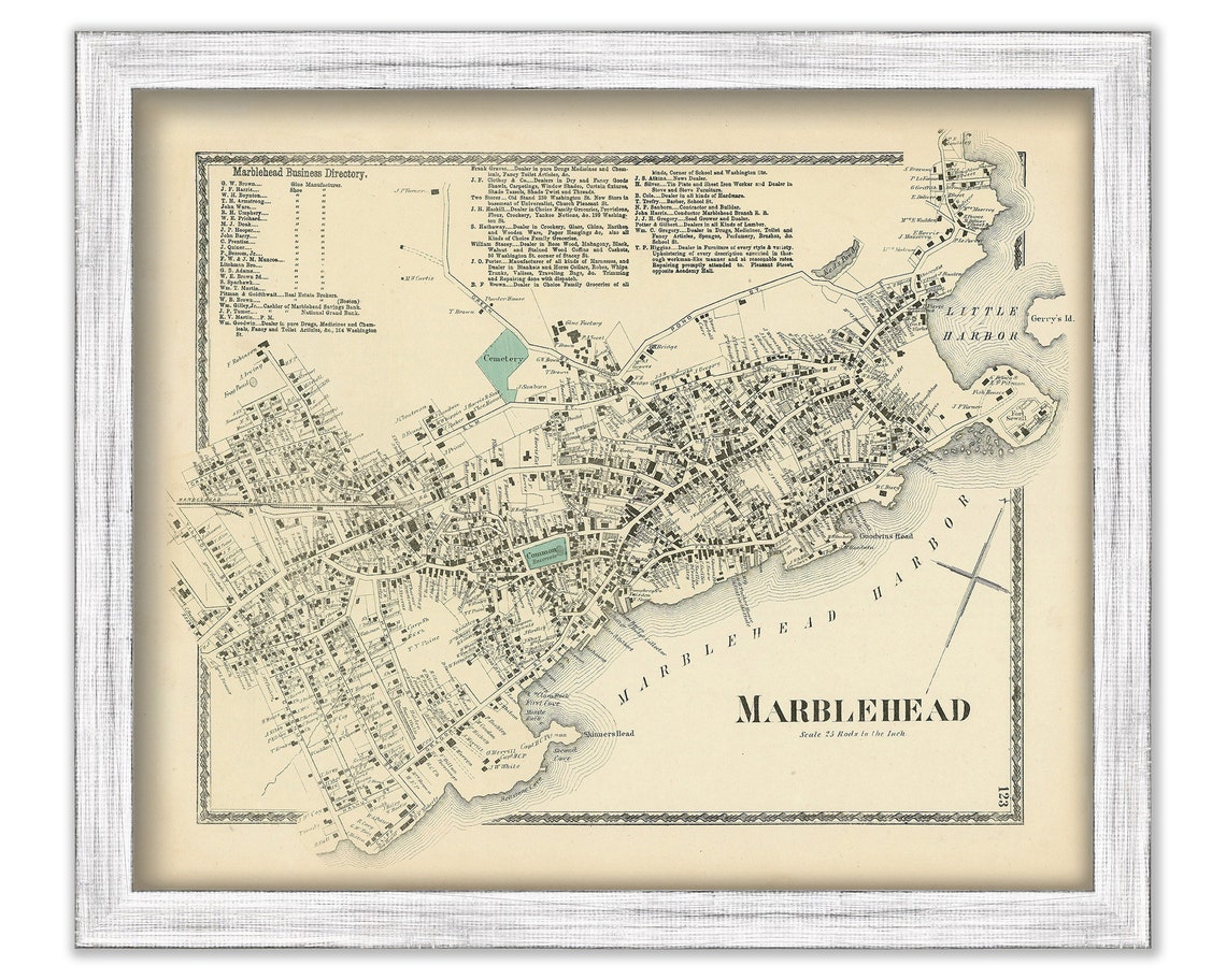 Village of MARBLEHEAD, Massachusetts 1872 Map - Replica or Genuine ...