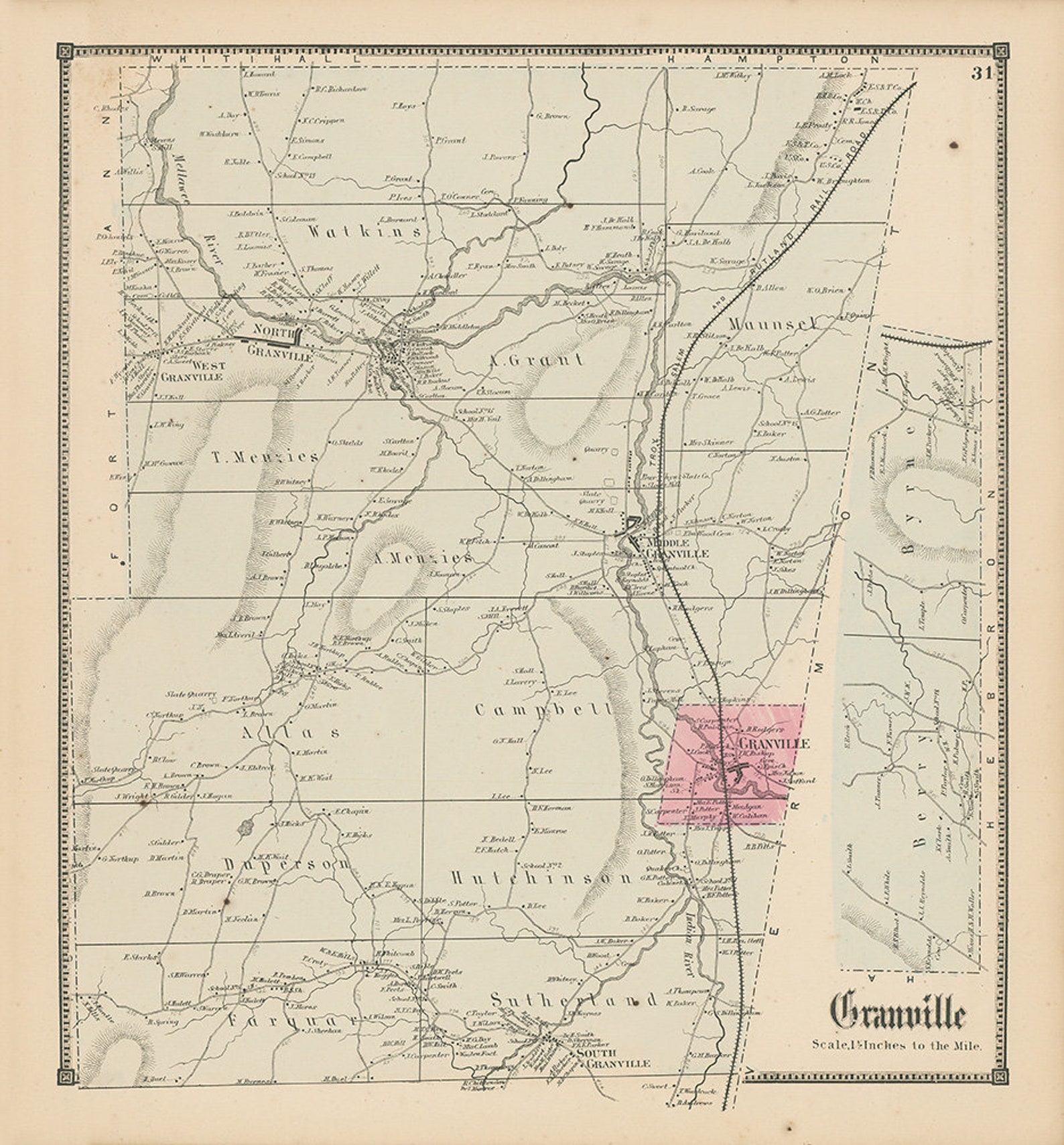 Town of GRANDVILLE New York 1866 Map - Etsy.de