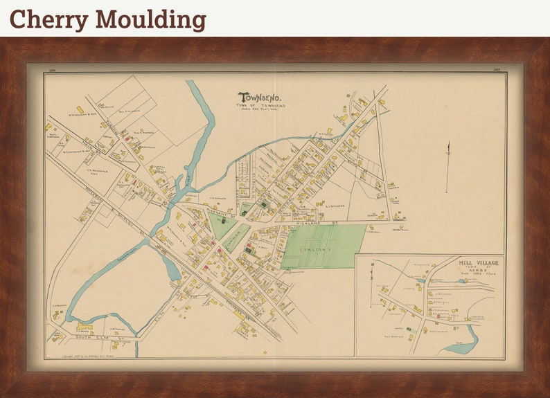 TOWNSEND Massachusetts 1889 Map Replica or Genuine ORIGINAL | Etsy