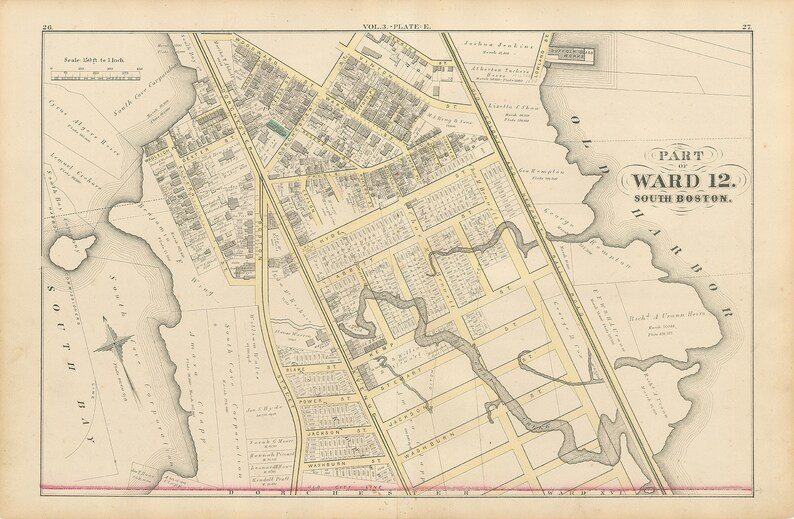 Map of Part of SOUTH BOSTON - 1874 Ward 12 Plate E - Replica or Genuine ...