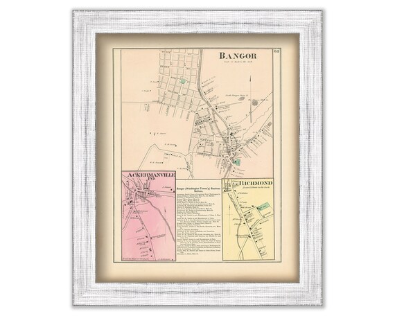 BANGOR Pennsylvania 1872 Map Replica or Genuine Original | Etsy