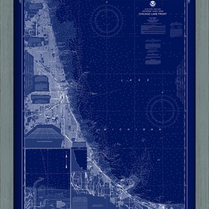 CHICAGO LAKE FRONT, Illinois - 2020 Nautical Chart Blueprint - Etsy