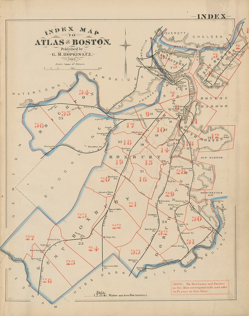 WEST ROXBURY Boston Massachusetts 1882 Map Replica or - Etsy