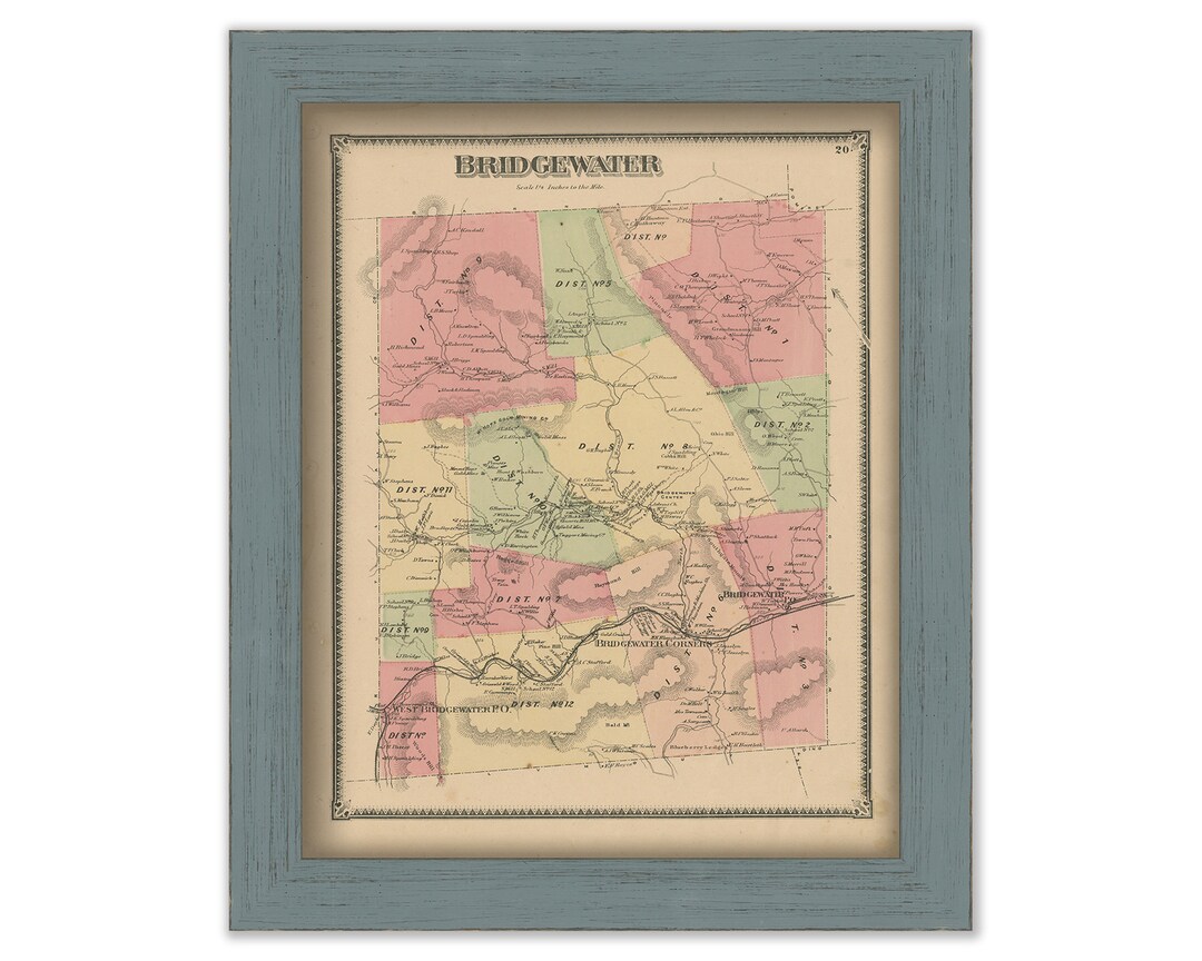 BRIDGEWATER, Windsor County, Vermont 1869 Map - Replica or Genuine ...
