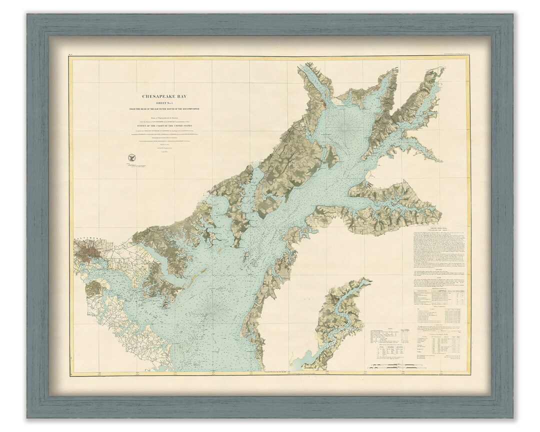 CHESAPEAKE BAY Nautical Chart - Northern Section - 1852 - Etsy
