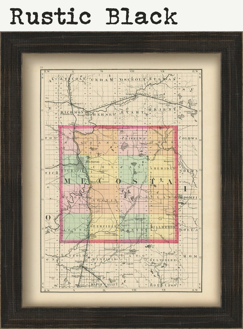 MECOSTA COUNTY, Michigan 1873 Map - Replica or Genuine Original - Etsy