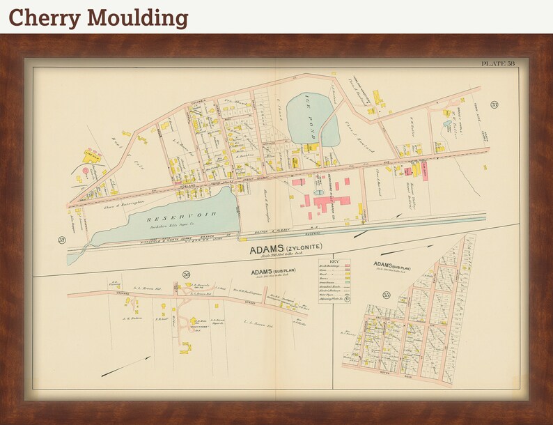 Village of ADAMS Massachusetts 1904 Map Replica or Genuine | Etsy
