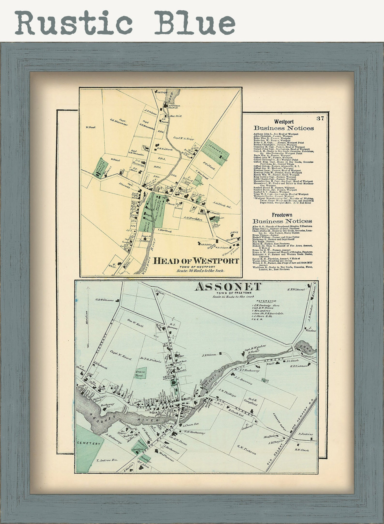 ASSONET, Massachusetts 1871 Map - Replica or GENUINE ORIGINAL - Etsy