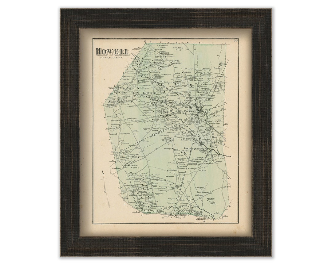 HOWELL, New Jersey 1873 Map - Replica or Genuine ORIGINAL - Etsy