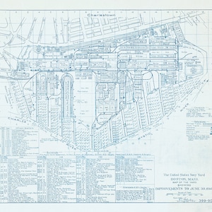 CHARLESTOWN NAVY YARD, Massachusetts - 1916 Map - Etsy