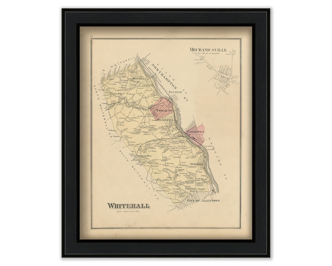 WHITEHALL, Pennsylvania 1876 Map - Replica or Genuine Original - Etsy