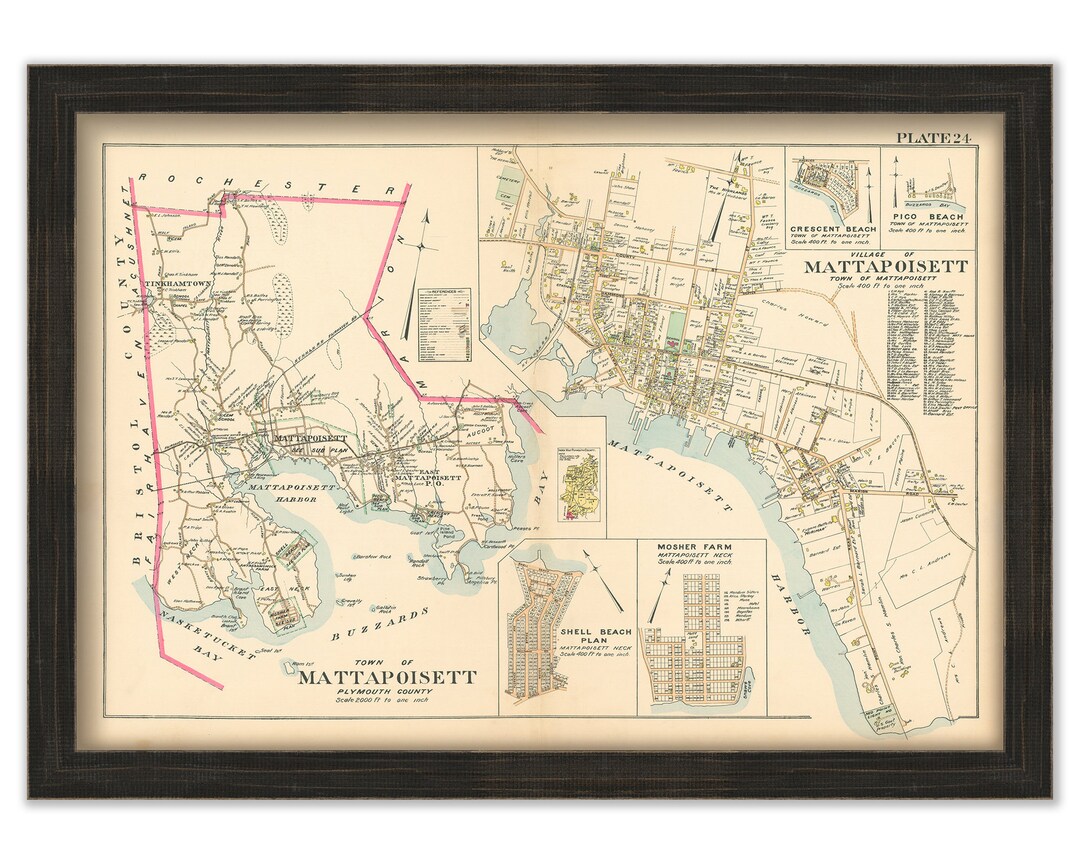 MATTAPOISETT, Massachusetts Town and Villages - 1903 Map - Etsy