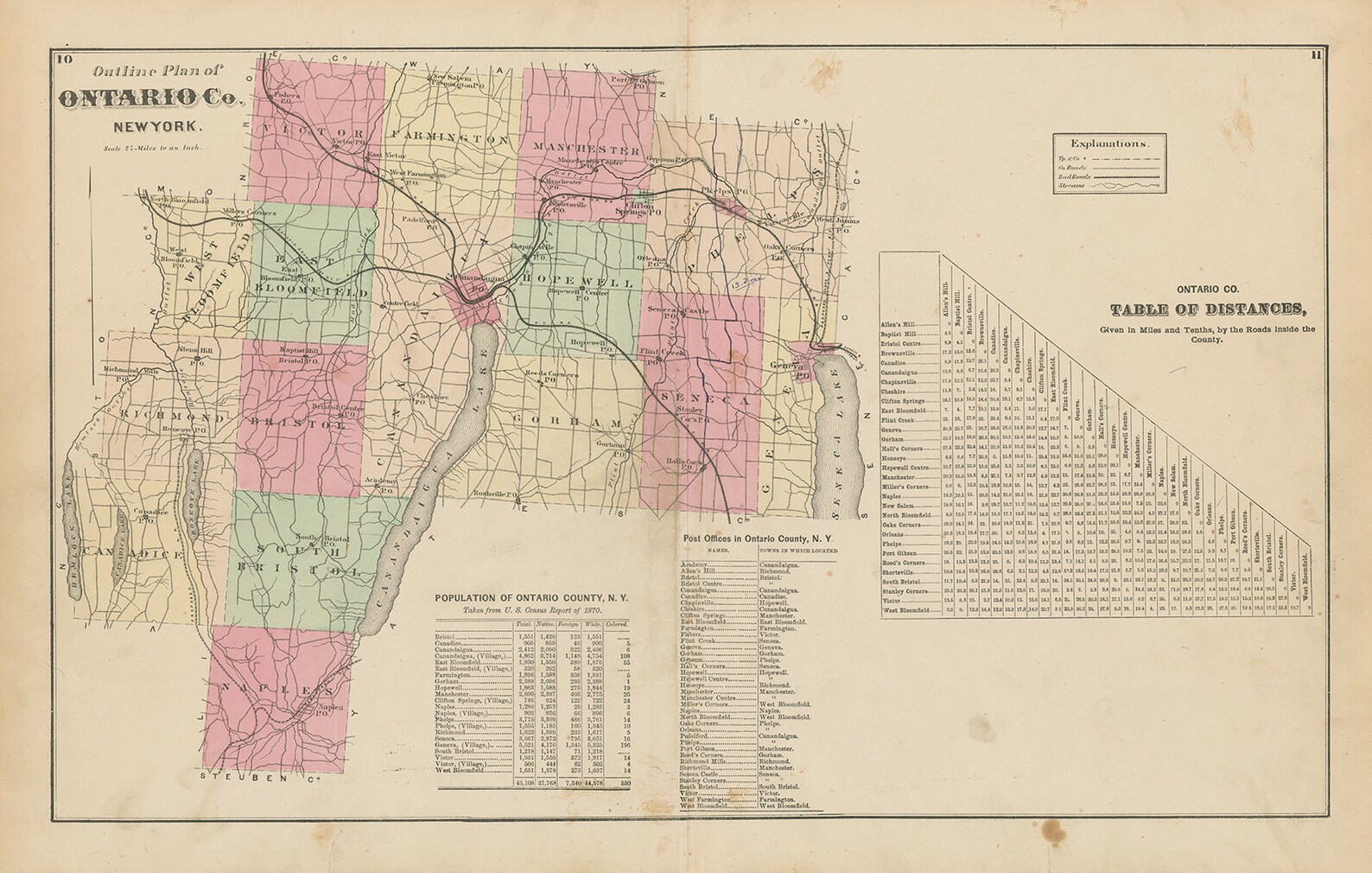 EAST BLOOMFIELD the Village Ontaro County New York 1874 Map - Etsy