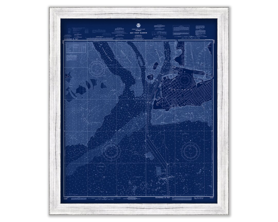 KEY WEST HARBOR, Florida - 1982 Noaa Chart Blueprint - Etsy