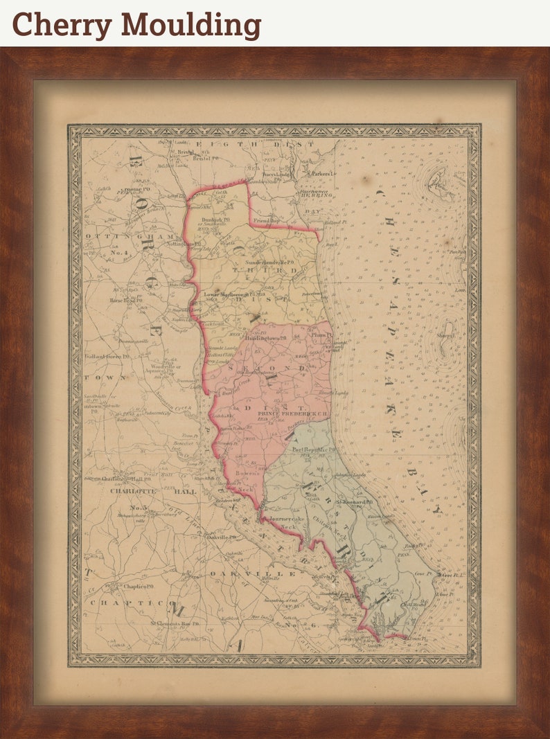 CALVERT COUNTY, MARYLAND 1866 Map, Replica or Genuine Original - Etsy