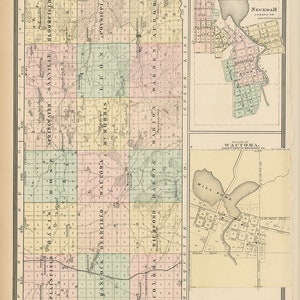 WAUSHARA COUNTY, Wisconsin 1878 Map, Replica or Genuine Original - Etsy