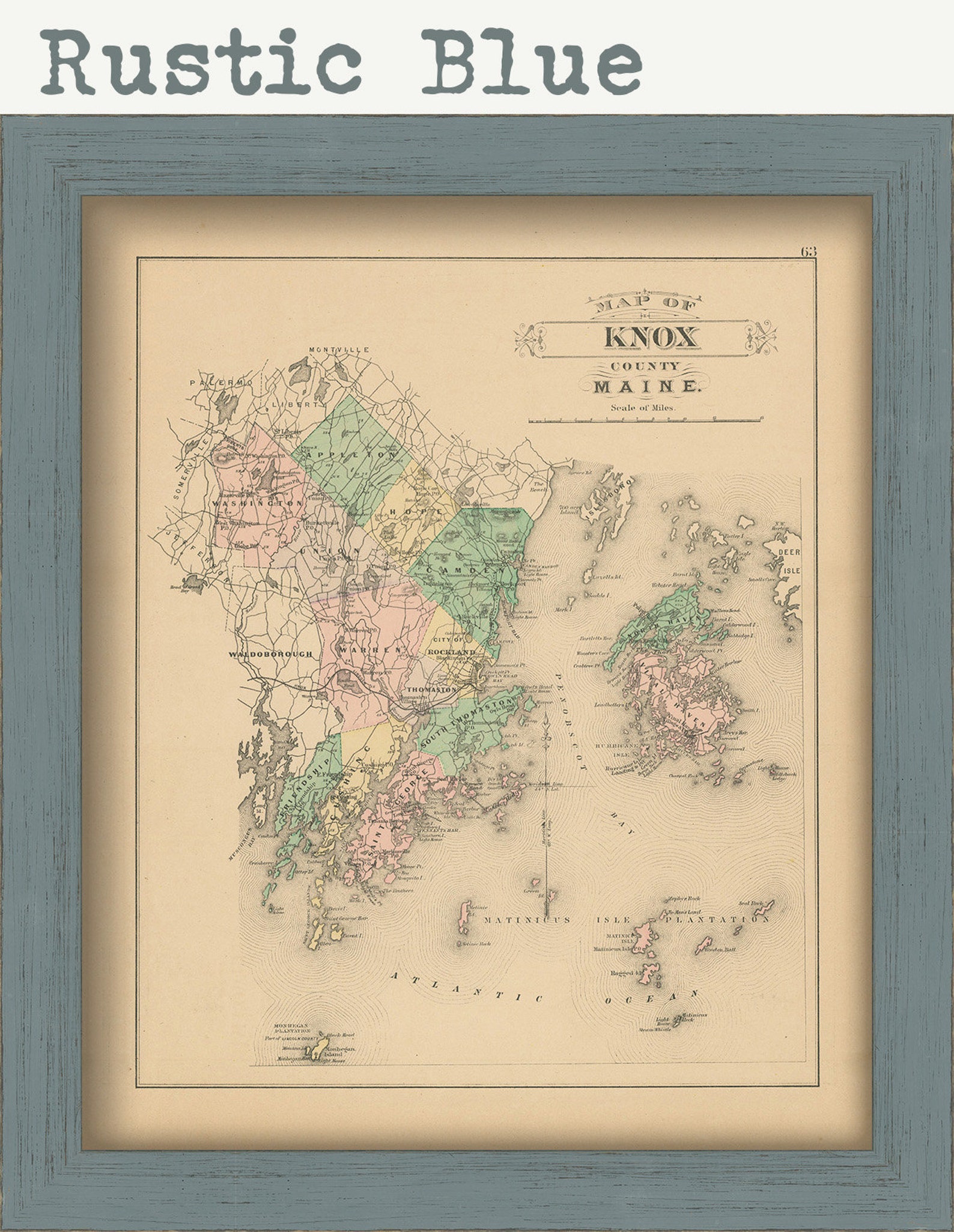 KNOX County Maine 1890 Map Replica or GENUINE ORIGINAL - Etsy