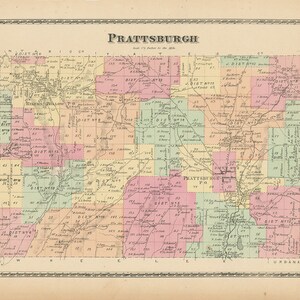 PRATTSBURGH, New York 1873 Map, Replica or Genuine ORIGINAL - Etsy