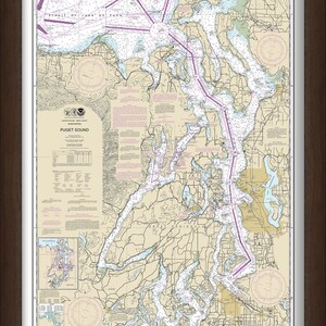 SEATTLE - TACOMA and Puget Sound, Washington - Nautical Chart Published ...