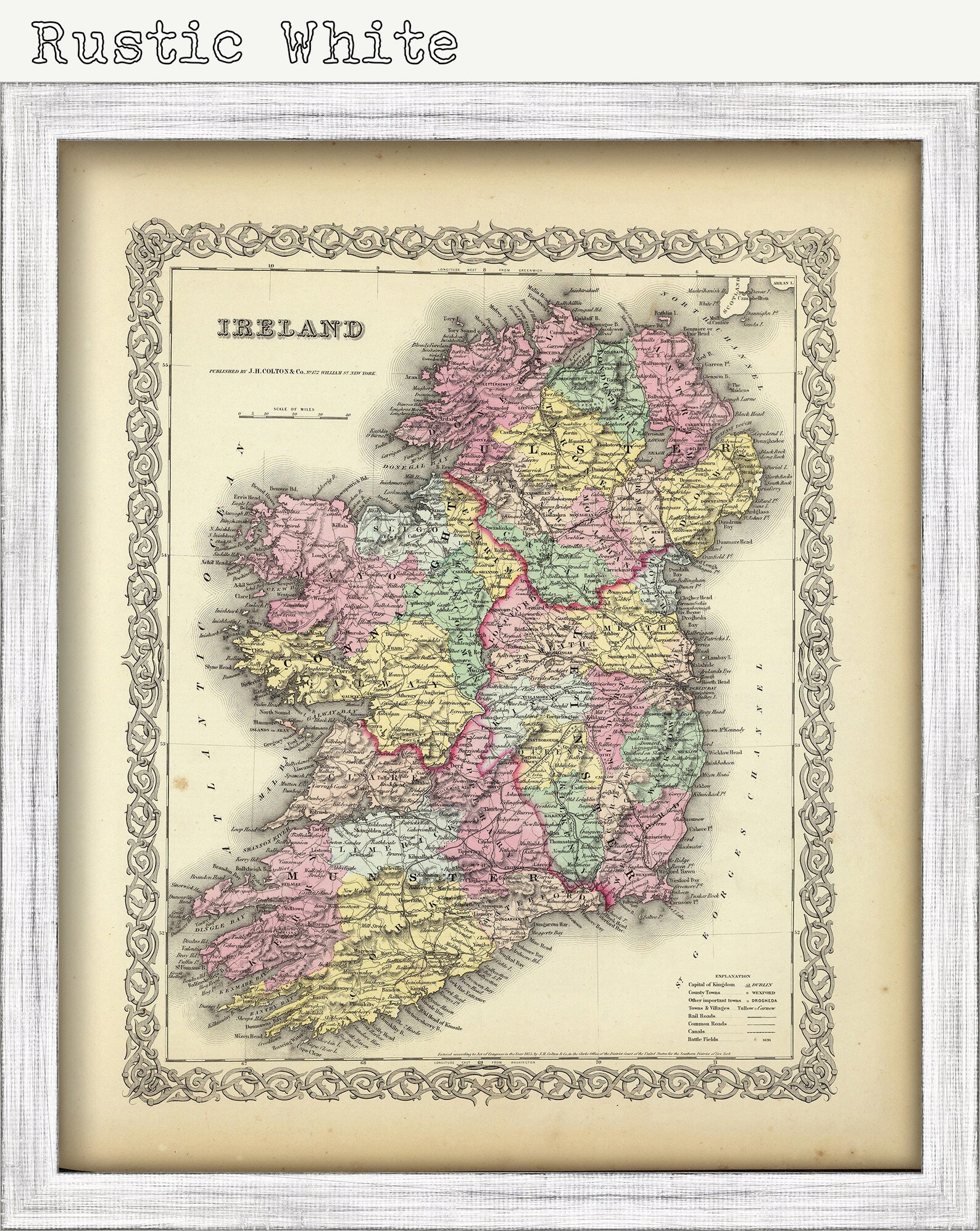 Map of IRELAND Published in 1856 | Etsy