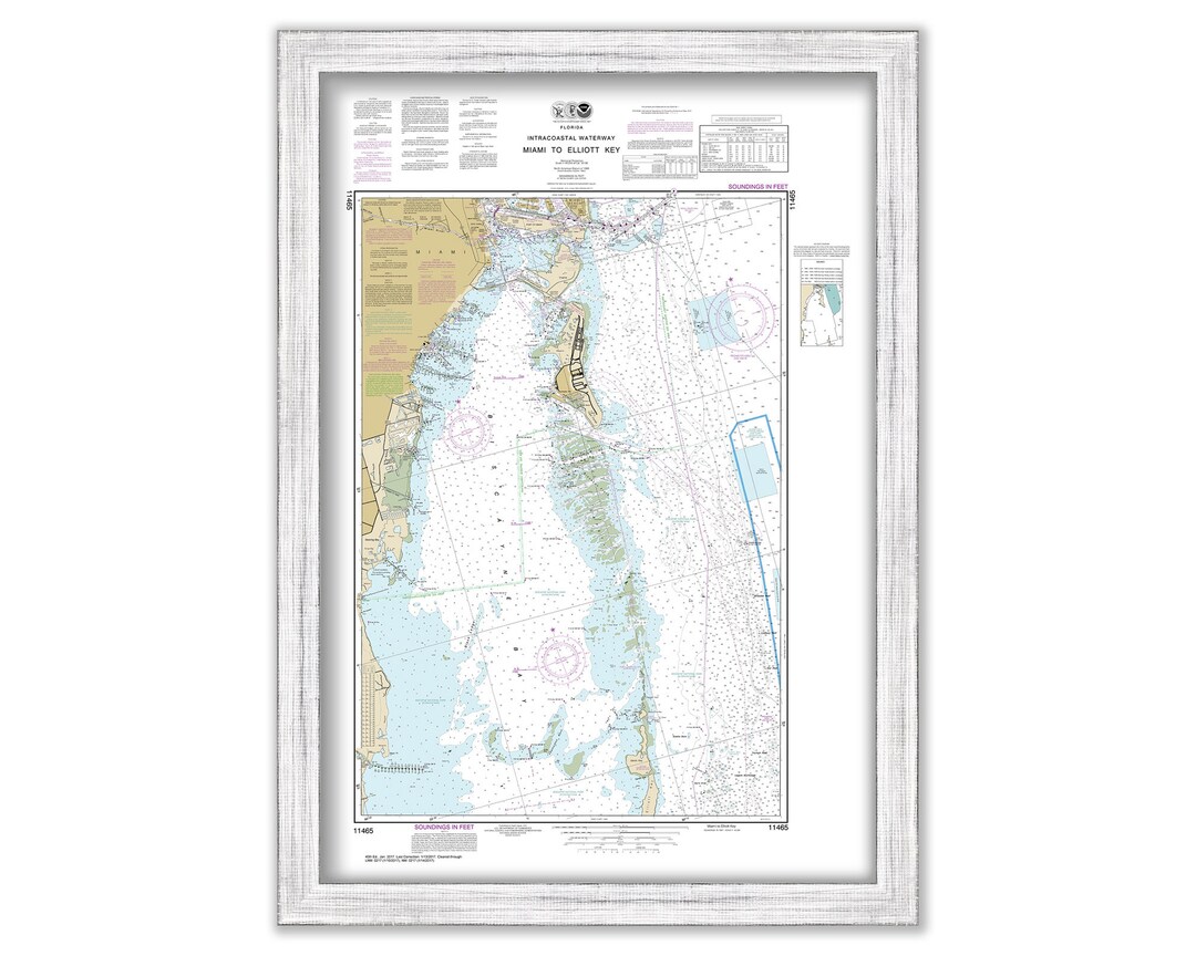 MIAMI, Florida - 2017 Nautical Chart - Etsy