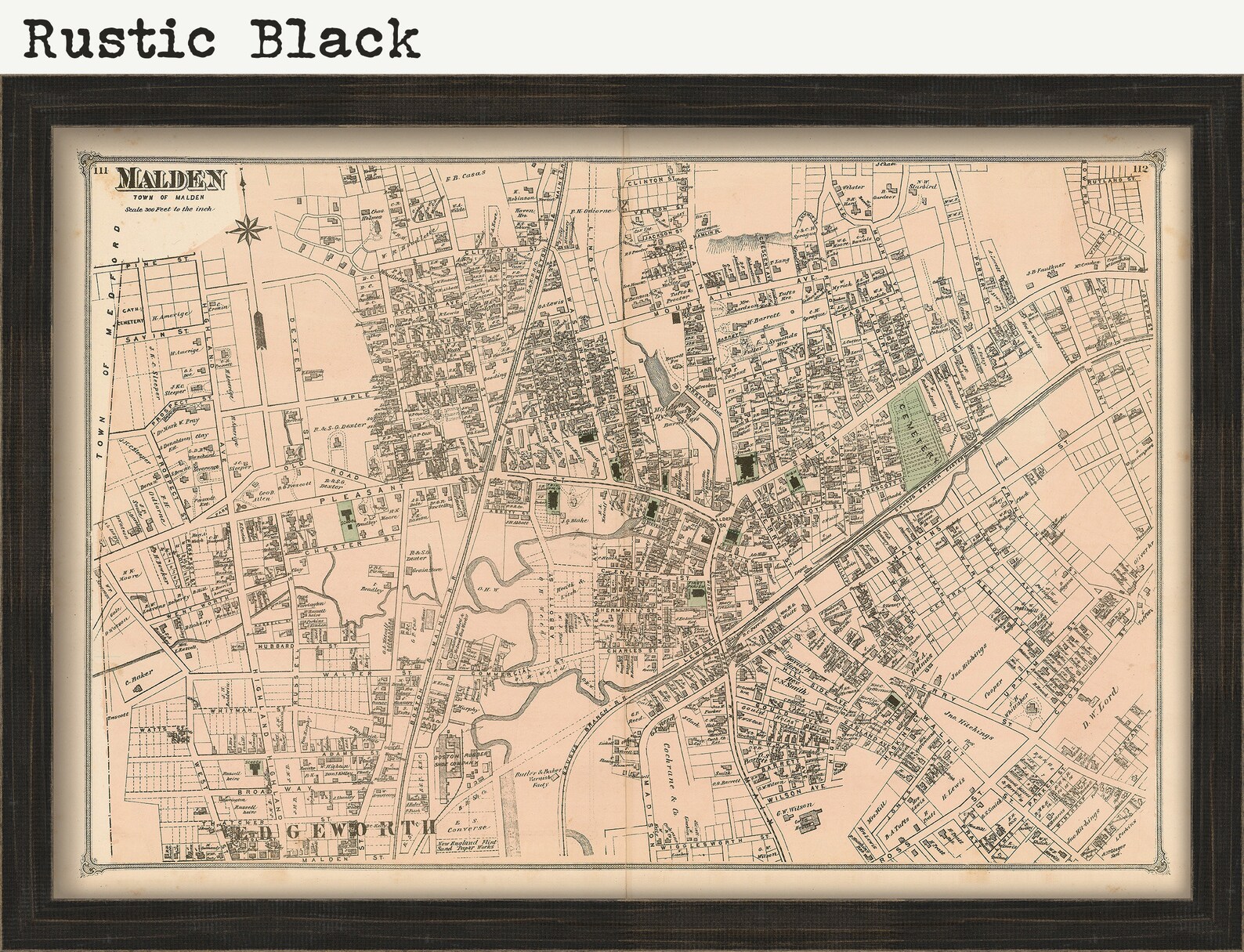 Village Of Malden Massachusetts 1875 Map Replica Or Genuine Etsy
