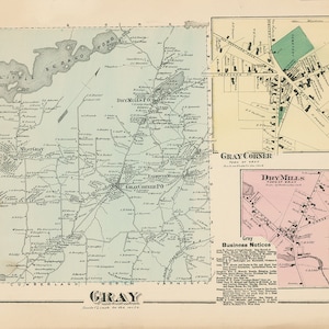 GRAY, Maine 1871 Map, Replica or Genuine ORIGINAL - Etsy