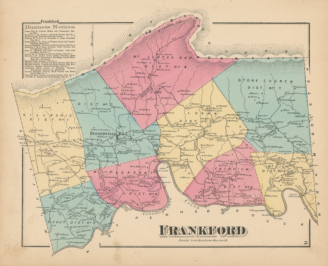FRANKFORD Pennsylvania 1872 Map Replica or Genuine ORIGINAL | Etsy